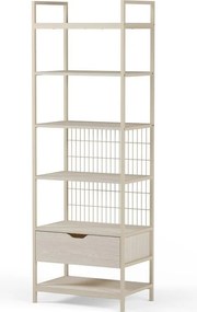 Krémová ocelová knihovna 60x179,5x40 cm Amara – Marckeric
