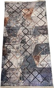 HU Hnědo-šedý moderní koberec Banco 1044-MULTI se vzorem čtverců Rozměr: 60x110 cm