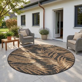 Černý/hnědý kulatý vnitřní a venkovní koberec ø 160 cm Mira 1451 – Ayyildiz Carpets