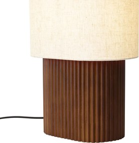 Japandi stojací lampa z ořechového dřeva s látkovým stínidlem 70cm - Lamel