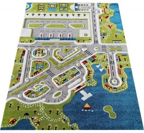 Dětský kusový koberec Uličky Color Kids 01 Město Moře zelený modrý Rozměr: 100x150 cm