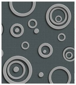 DIMEX | Vliesová fototapeta na zeď 3D kovové kruhy MS-3-0302 | 225 x 250 cm | šedá