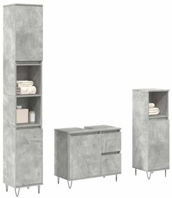 3dílný set koupelnového nábytku betonově šedý kompozitní dřevo 3324956