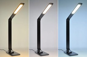 Solight LED stolní lampička stmívatelná, 8W,  display, změna chromatičnosti, hliník, černá
