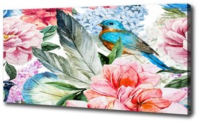 Wallmuralia Foto obraz tištěný na plátně Květiny a ptáci 100x50