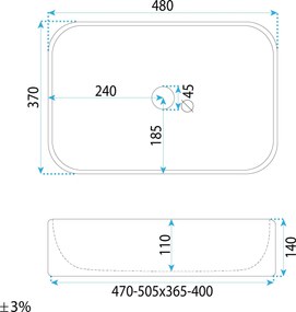 Rea Atria, umyvadlo na desku 500×400×140 mm, bílá lesklá, REA-U3503