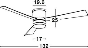 NV 9953015 Stropní ventilátor se světlem SILKY matná bílá ocel a sklo bílé dřevené listy 5 rychlostí 35W LED 18W 3000K - NOVA LUCE