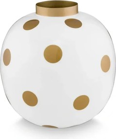 Pip Studio kovová váza bílo-zlatá střední (Dekorační plechová váza 23 cm)