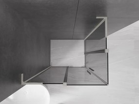 Mexen Velar L Duo, sprchový kout s posuvnými dveřmi 90 x 80 cm, 8mm šedé sklo, broušená ocel, 871-090-080-02-43-97