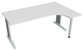 Stůl ergo oblouk levý 180×120/80 cm - Hobis Flex FE 1800 L Dekor stolové desky: bílá, Barva nohou: Stříbrná