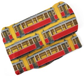 Sablio Deka Pražské historické tramvaje Žlutý Pattern - 150x120 cm