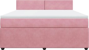 Box spring postel s matrací růžová 180x200 cm samet 3290105