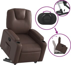 Zvedací polohovací křeslo hnědé umělá kůže 3204432