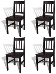 Jídelní židle 4 ks tmavě hnědé borové dřevo