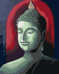 zuty zuty - malování podle čísel - buddha na červeném pozadí, 40x50 cm, plátno