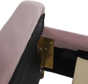 Čalouněná postel KAISA 160x200, růžová Velvet / zlatý chrom Kondela 0000264351