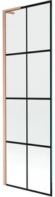 Mexen Next L, 1-křídlová vanová zástěna 60 x 150 cm, 6mm čiré sklo-černý vzor, ​​měděný profil, 895-060-000-03-77-65