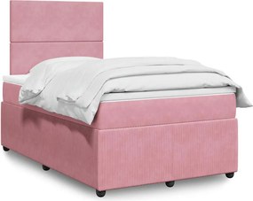 Box spring postel s matrací růžová 120x190 cm samet 3292285