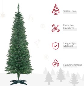 HOMCOM Umělý vánoční strom, umělá jedle, včetně stojanu a vánoční hvězdy, 1,5 m, zelený