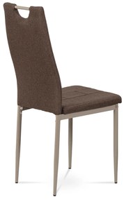 AUTRONIC Jídelní židle, hnědá látka, kov cappuccino lesk