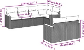 7dílná zahradní sedací souprava s polštáři černá polyratan 3226141