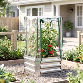Outsunny HOMCOM Sada vyvýšeného záhonu s plastovým krytem a mříží pro popínavé rostliny 53x53x90cm ideální pro zahradu a balkon | Aosom.de