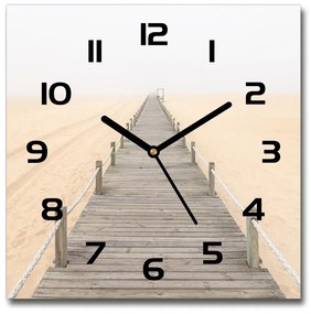 Wallmuralia Skleněné hodiny čtverec Stezka na pláži 30x30 cm