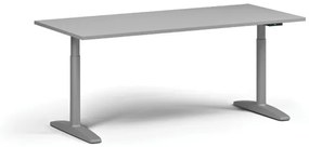 Výškově nastavitelný stůl OBOL, elektrický, 675-1325 mm, deska 1800x800 mm, šedá zaoblená podnož, šedá