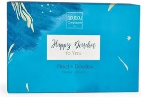 Doudou Dárková sada šťastný králíček pléd a modrý muchláček / od 0 let