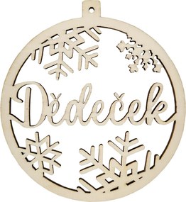 AMADEA Dřevěná ozdoba kolečko - Dědeček, 6 cm, český výrobek