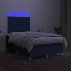Box spring postel s matrací a LED modrá 120 x 200 cm textil 3135507