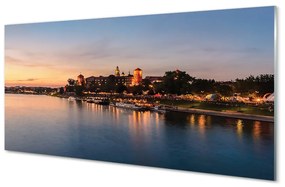 akrylový obraz Krakow Sunset řeky lock 125x50 cm