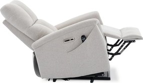 Křeslo polohovací masážní s výhřevem, 8bodová vibrační masáž, zvedací systém, USB, krémová látka (72 x 95) cm