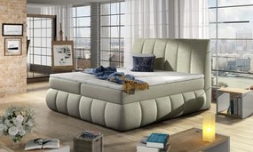 Postel Boxspring Vincenzia 200x180, smetanová vzor (látka - bvi 13)