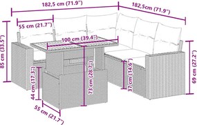6dílná zahradní sedací souprava s poduškami béžová polyratan 3271310