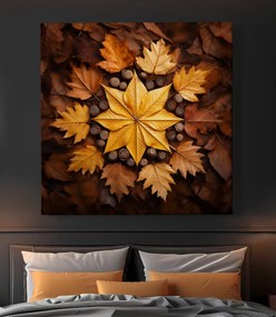 Obraz na plátně - Mandala podzimní listí FeelHappy.cz Velikost obrazu: 120 x 120 cm
