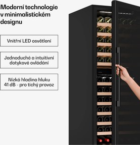 Klarstein Velaire vestavná vinotéka | Moderní, elegantní | Ochrana proti UV | Dvě zóny | 122 lahví