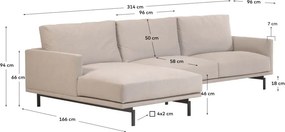 Béžová žinylková rohová pohovka (levý roh/s lenoškou) Galene – Kave Home
