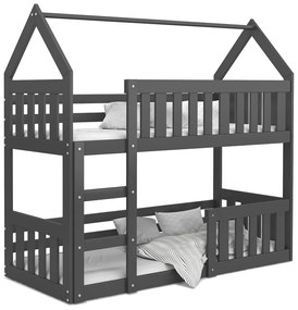 Dětská patrová domečková postel 190x80 cm - šedá
