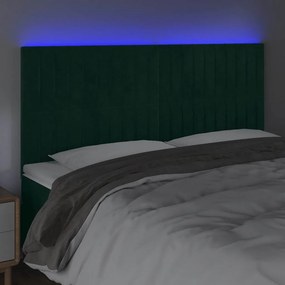 Čelo postele s LED tmavě zelená 180x5x118/128 cm samet 3122725