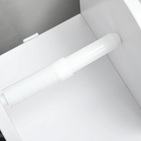 Kleankin koupelnová sloupcová skříňka s otevřeným prostorem, dvířka, 2 nastavitelné police a držák na rolku, moderní styl 20x20x80 cm bílá