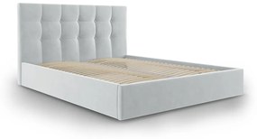 Světle šedá čalouněná dvoulůžková postel s úložným prostorem s roštem 180x200 cm Nerin – Mazzini Beds