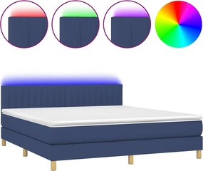 Box spring postel s matrací a LED modrá 160x200 cm textil 3133891