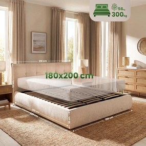 Postel Mirka 180x200 cm látka – krémová