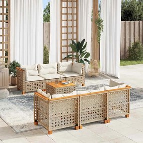 7dílná zahradní sedací souprava s poduškami béžová polyratan 3261742