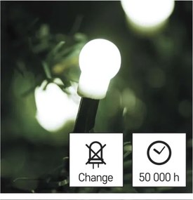 Vánoční řetěz kuličky EMOS ZYK0207 200LED 10m studená bílá