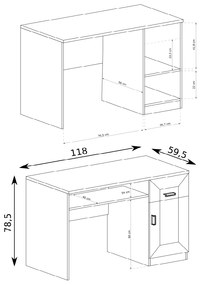 TADEUSZ L | psací stůl T-19 | 118 cm | lefkas