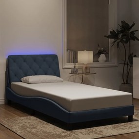 Rám postele s LED bez matrace tmavě šedý 100 x 200 cm samet 3213838