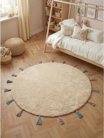 Krémový pratelný/ručně tkaný bavlněný dětský koberec ø160 cm Snuggle Sunna – Hanse Home