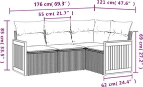 4dílná zahradní sedací souprava s poduškami béžová polyratan 3260015